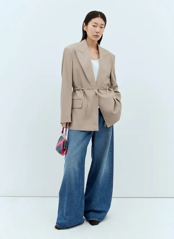Acne Studios Peak Lapels Belted Blazer - Cream