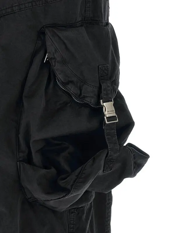 Attico Cotton Canvas Parachute Cargo Pants - Black