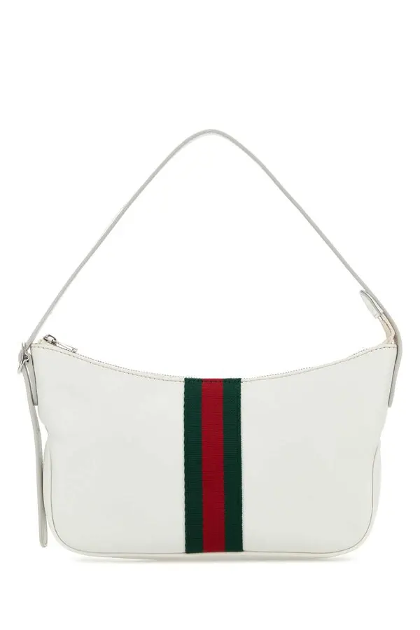 Gucci Leather Small Lunetta Shoulder Bag - White