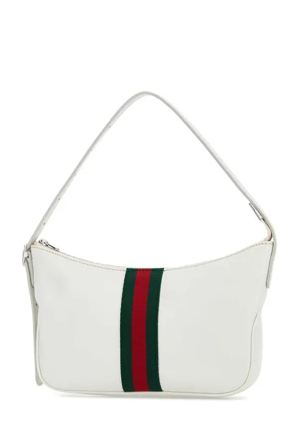 Gucci Leather Small Lunetta Shoulder Bag - White