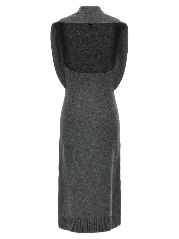 COURREGES Over The Shoulder Drapè Wool Dress
