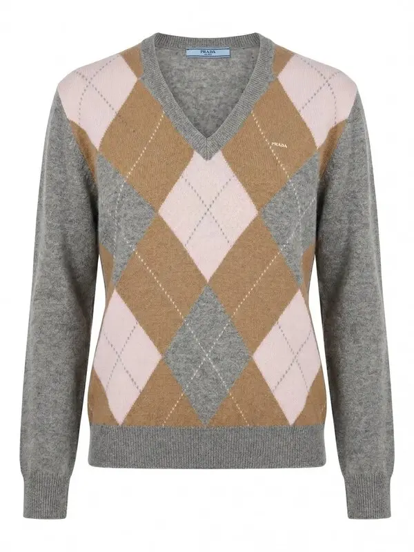 Prada Cashmere Argyle Sweater - Multicolor