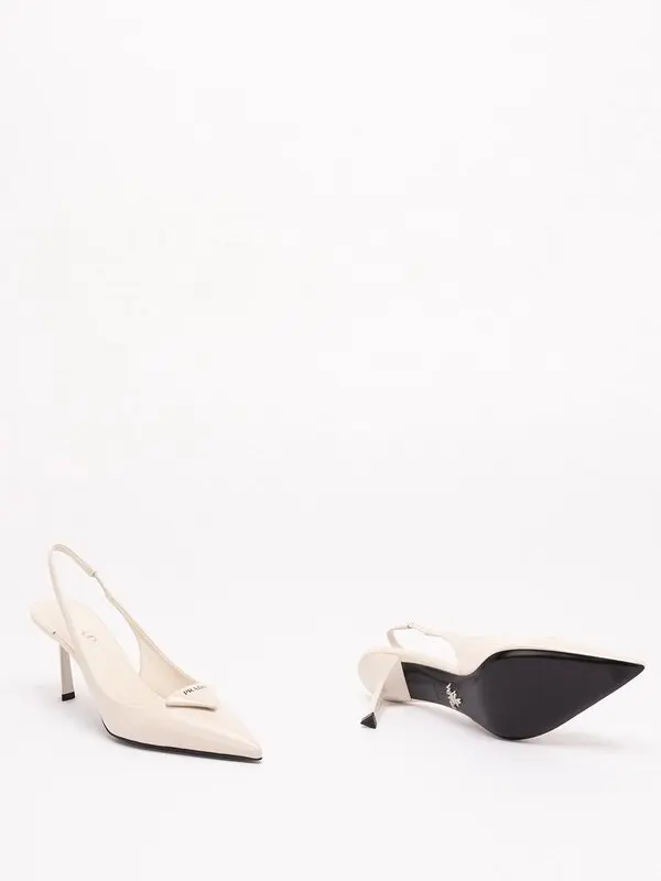 Prada Saffiano Patent Leather Slingback Pumps
