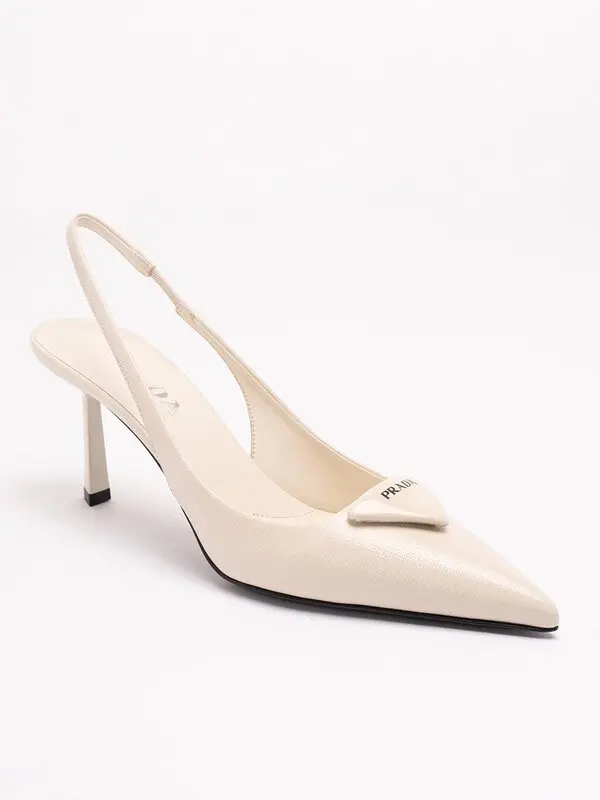Prada Saffiano Patent Leather Slingback Pumps