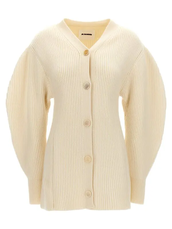 JIL SANDER Ribbed Cardigan - White