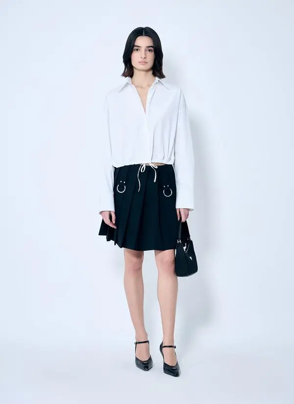 Prada Pleated Wool Skirt - Blue