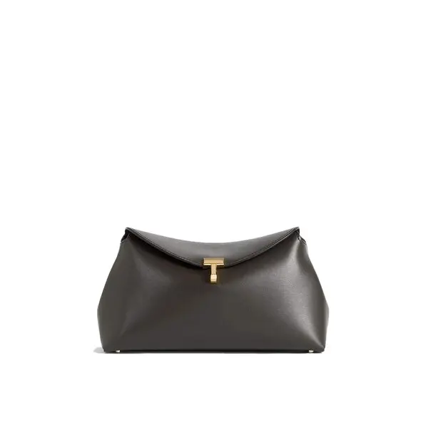 TOTEME T-lock Leather Clutch Bag - Brown
