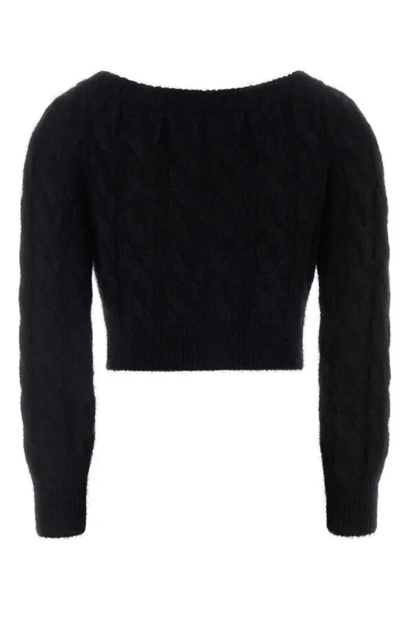 Alessandra Rich Stretch Mohair Blend Cardigan - Black