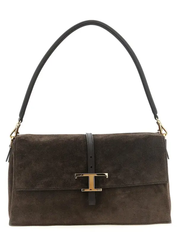 TOD'S Flap T Timeless' Shoulder Bag - Brown