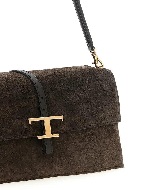 TOD'S Flap T Timeless' Shoulder Bag - Brown