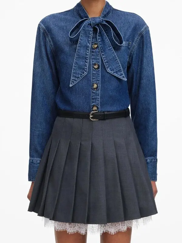 SELF-PORTRAIT Tie Neck Shirt