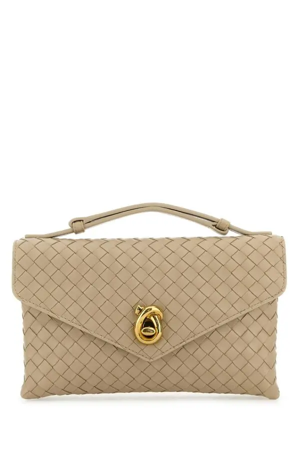 Bottega Veneta Beige Leather Knot Lock Handbag - Brown