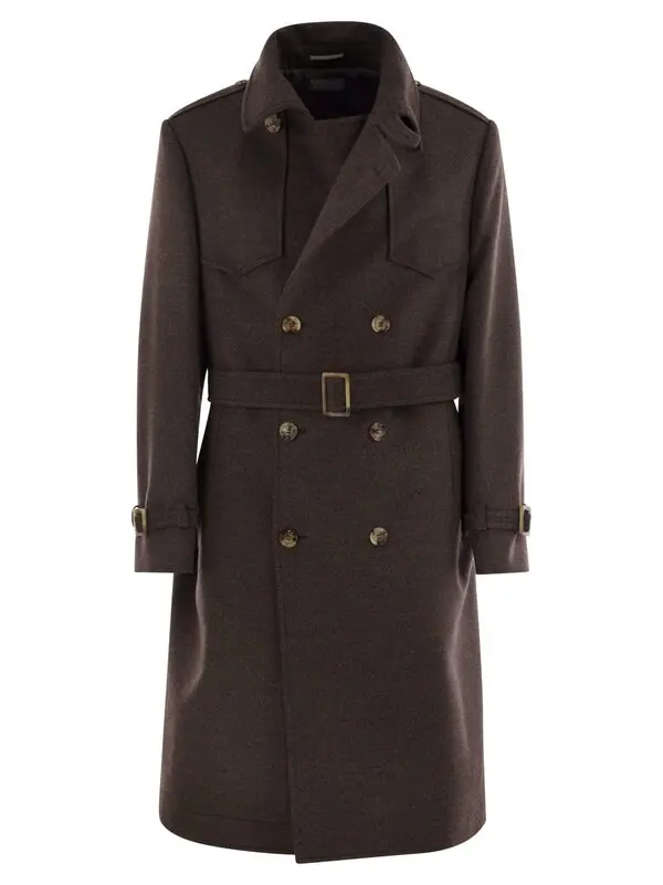 Brunello Cucinelli Wool Trench Coat - Brown