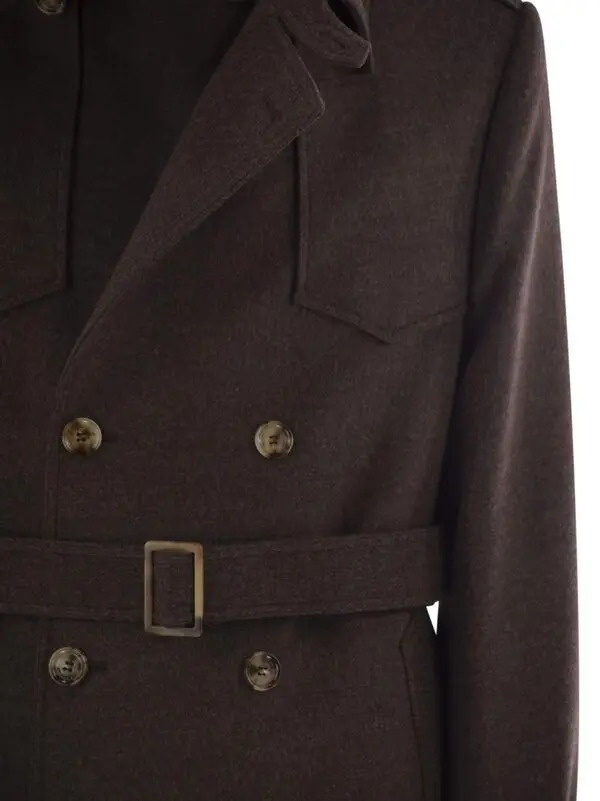 Brunello Cucinelli Wool Trench Coat - Brown