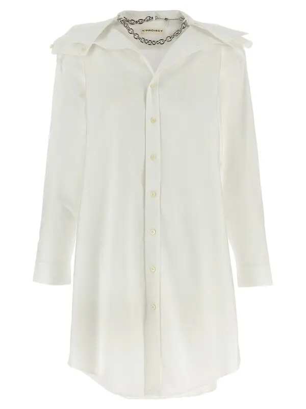 Y/project Cotton Chemisier Dress - White