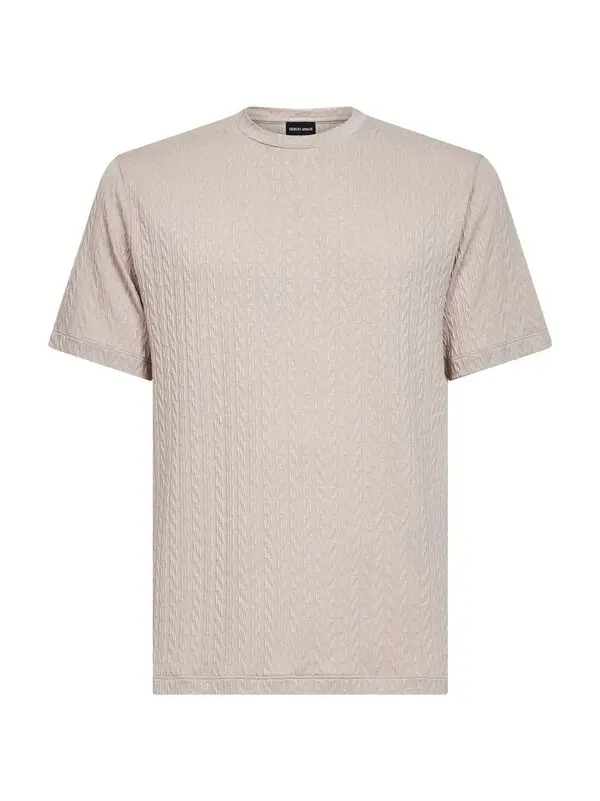 Giorgio Armani Beige Asv Embossed Viscose Blend T-shirt
