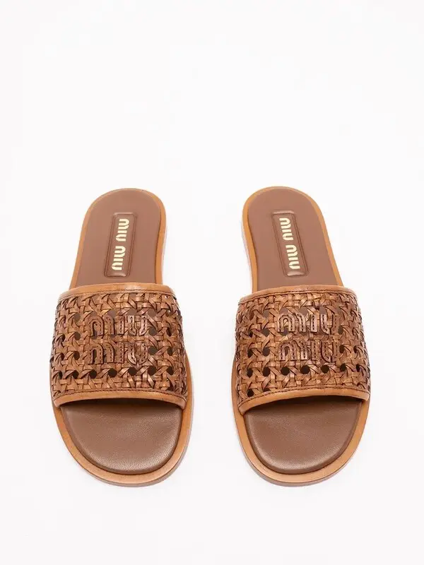 Miu Miu Woven Slide Sandals