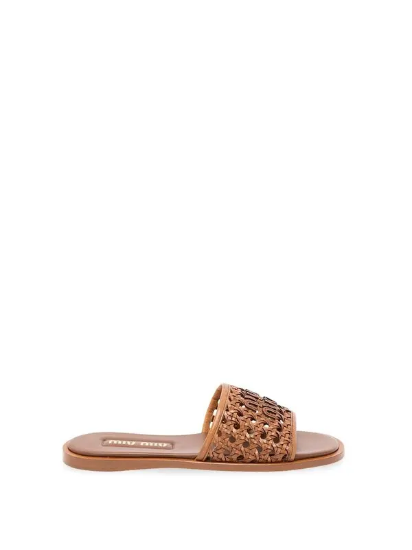 Miu Miu Woven Slide Sandals - Multicolor