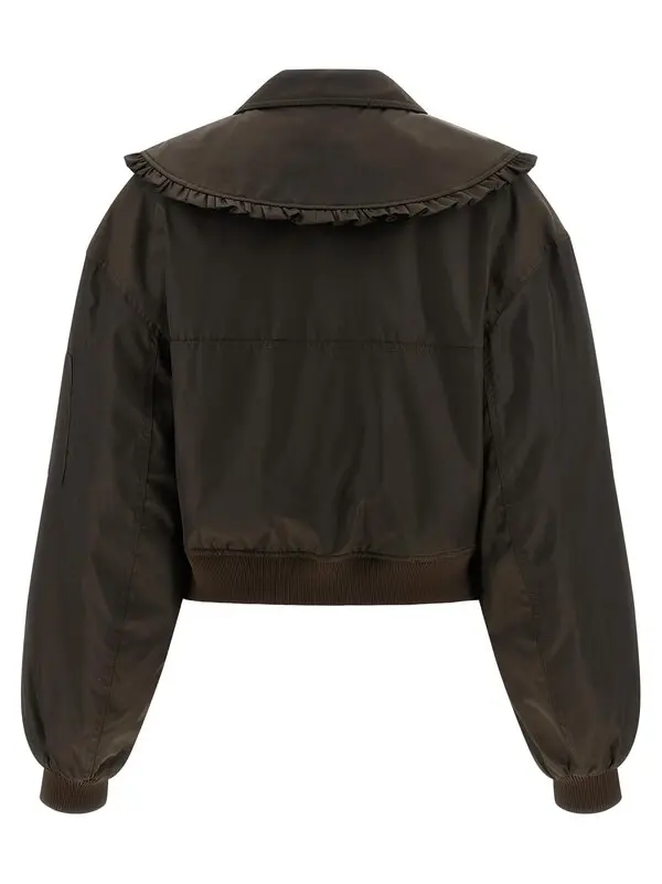 GANNI Duchesse Nylon' Bomber Jacket - Brown