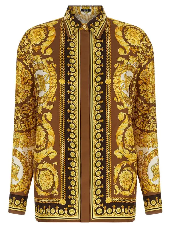 Versace Barocco Silk Twill Shirt - Gold