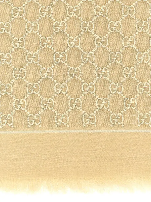 Gucci Gg Lamé Shawl - Cream