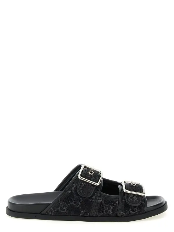 Gucci Gg Denim Slides - Black