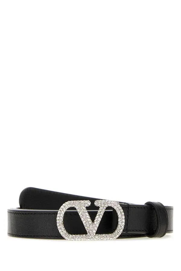 Valentino Garavani Leather Vlogo Signature Belt - Black