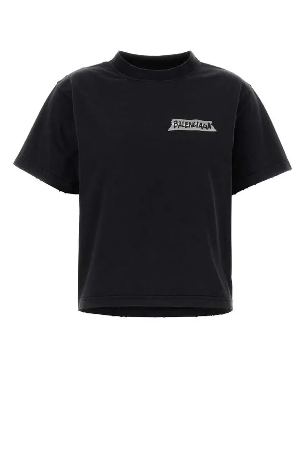 Balenciaga Slate Cotton T-shirt - Black