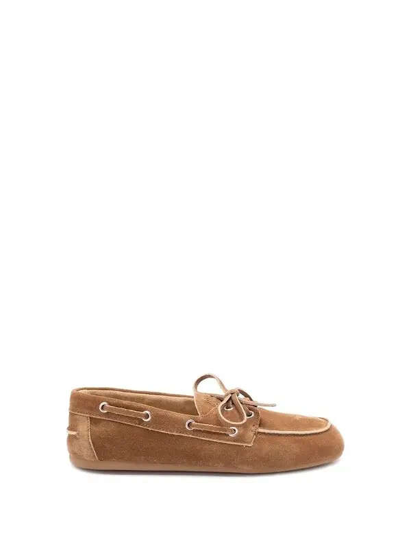 Miu Miu Unlined Bleached Suede Boat Shoes