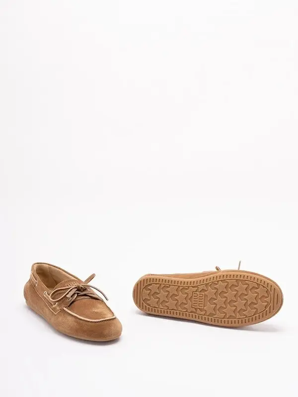 Miu Miu Unlined Bleached Suede Boat Shoes