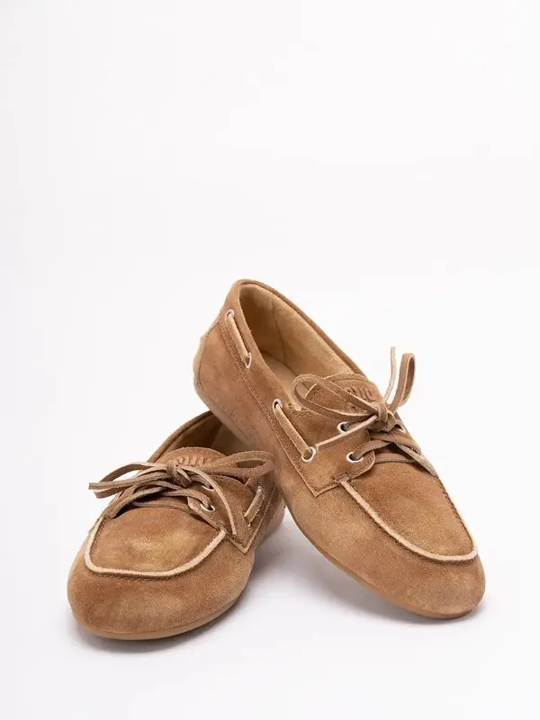 Miu Miu Unlined Bleached Suede Boat Shoes