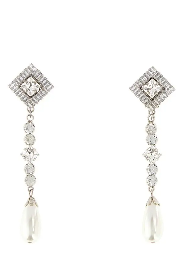 Alessandra Rich Embellished Metal Earrings - Silver