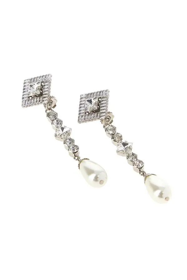 Alessandra Rich Embellished Metal Earrings - Silver