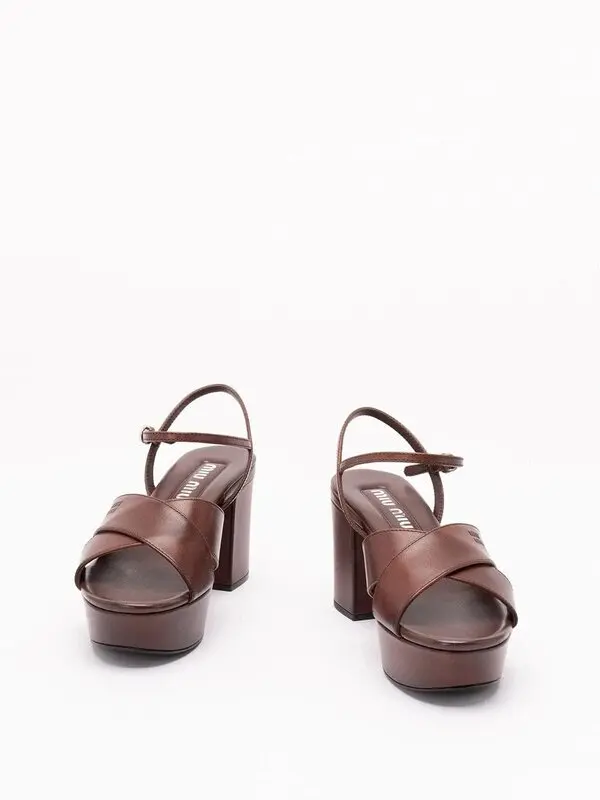 Miu Miu Calf Leather Platform Sandals - Multicolor