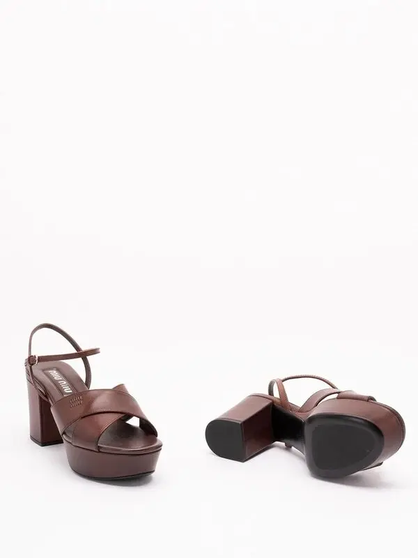 Miu Miu Calf Leather Platform Sandals - Multicolor