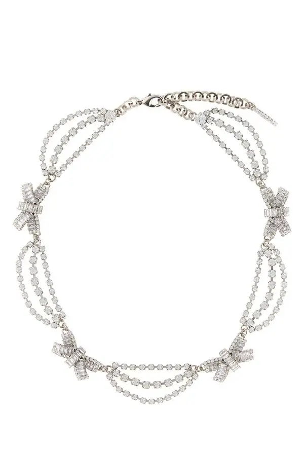 Alessandra Rich Embellished Metal Necklace - Silver