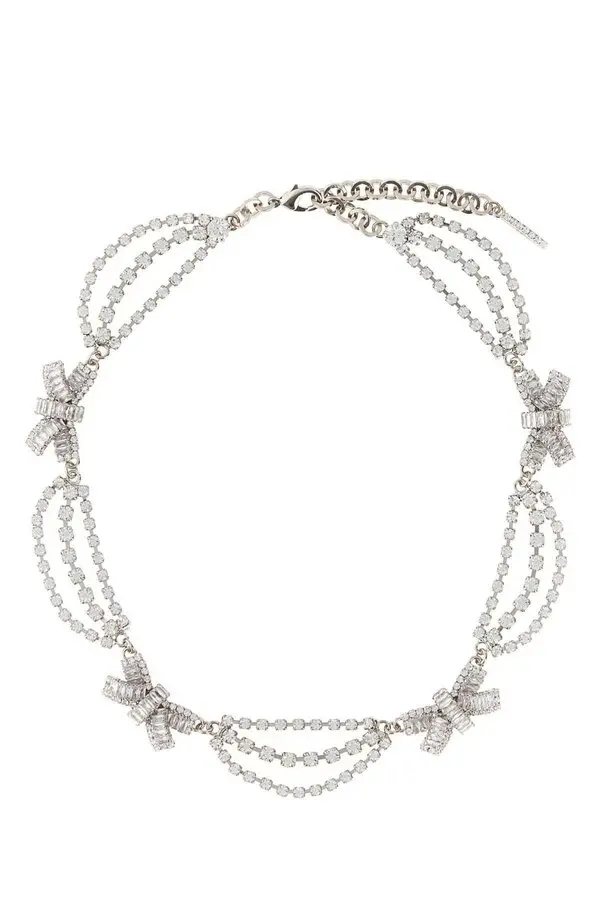 Alessandra Rich Embellished Metal Necklace - Silver