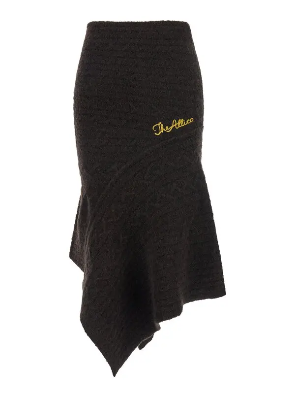 Attico Wool Asymmetrical Logo Skirt - Multicolor