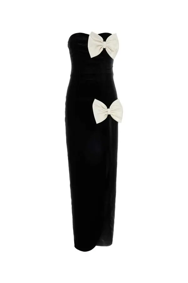 Alessandra Rich Stretch Velvet Dress - Black