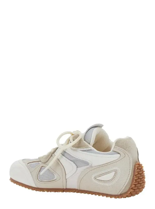 Axel Arigato Slow Runner' White And Beige Sneaker With Mesh Inserts And Grooved Sole In Leather And Fabric - Multicolor