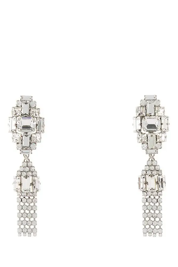 Alessandra Rich Embellished Metal Earrings - Silver