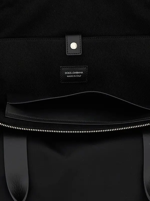 Dolce & Gabbana Media Logo Patch Shopping Bag - Black