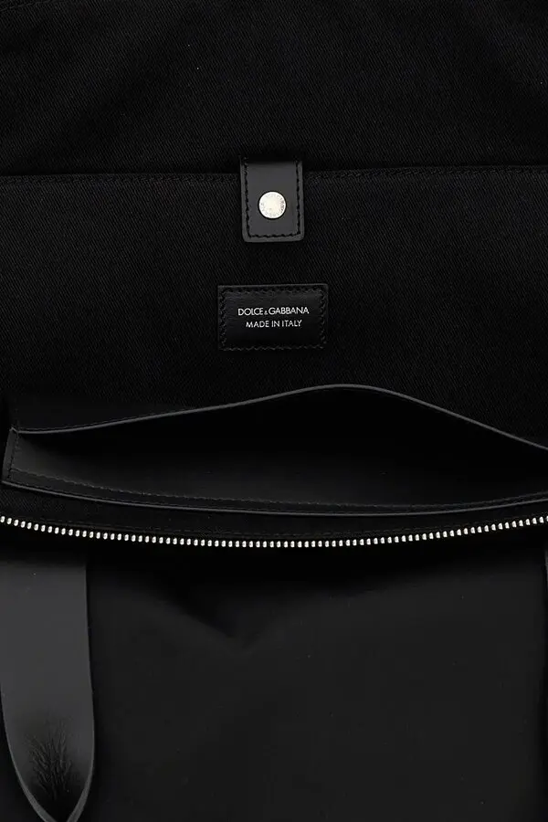Dolce & Gabbana Media Logo Patch Shopping Bag - Black