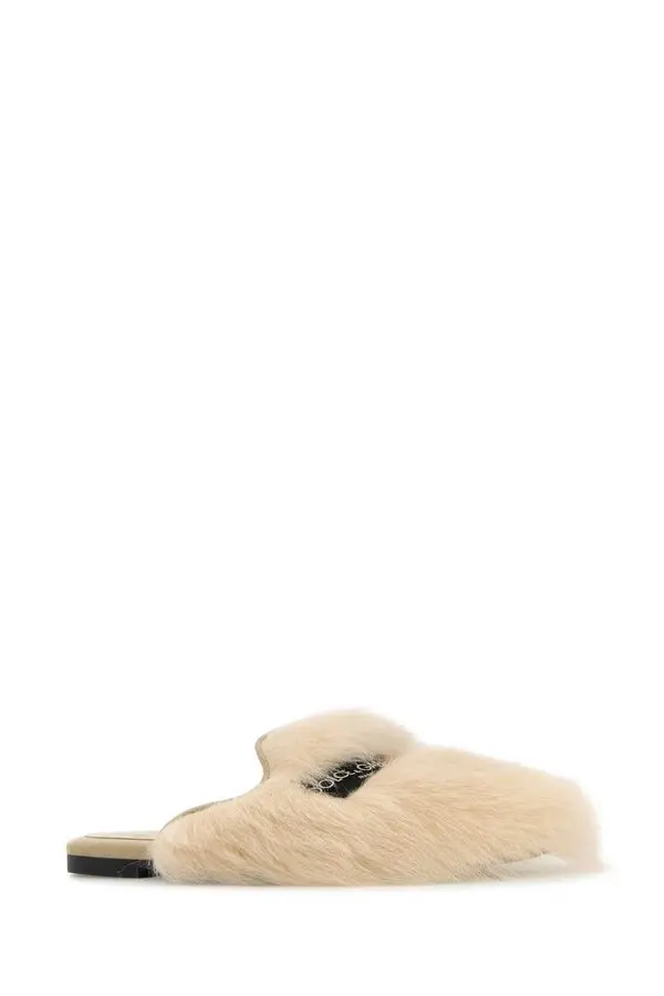 Dolce & Gabbana Sand Shearling Slippers