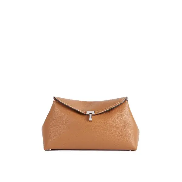 TOTEME T-lock Grained-leather Clutch Bag