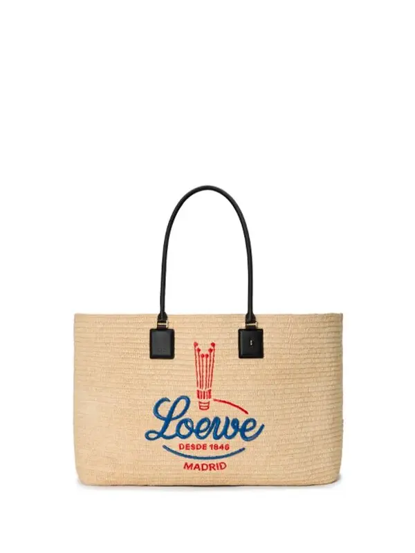 Loewe Verano` Extra Large Raffia Tote - Multicolor