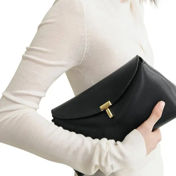 TOTEME T-lock Leather Clutch Bag