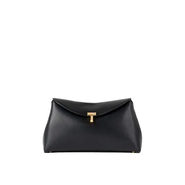 TOTEME T-lock Leather Clutch Bag - Black