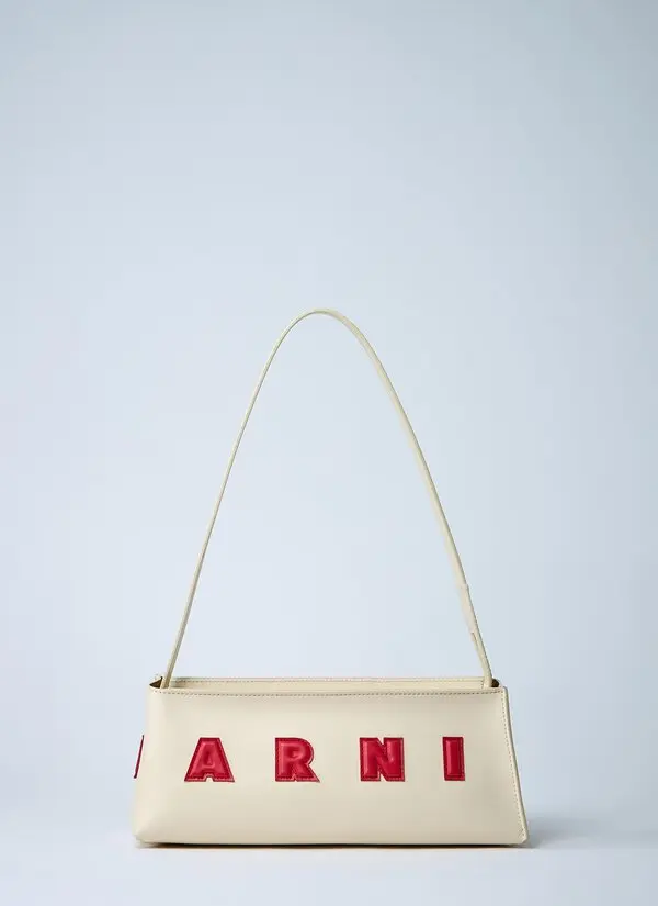 Marni Leather Baguette Musuem Shoulder Bag - Cream