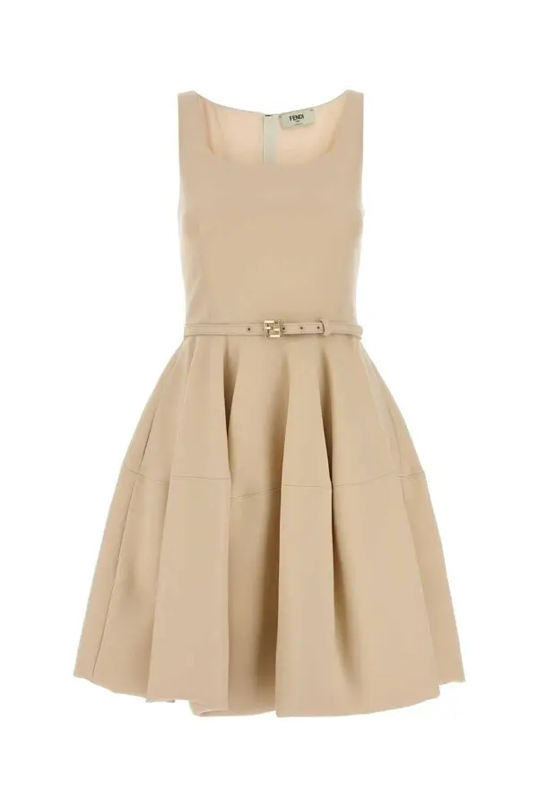 Fendi Cream Wool Blend Dress - Yellow